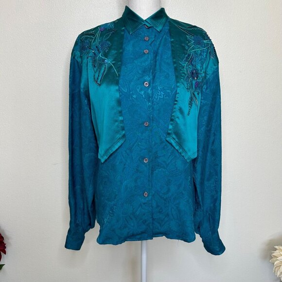 Marc D’alcy | Tops | Vintage Marc Dalcy Western Beaded Sequin Teal ...